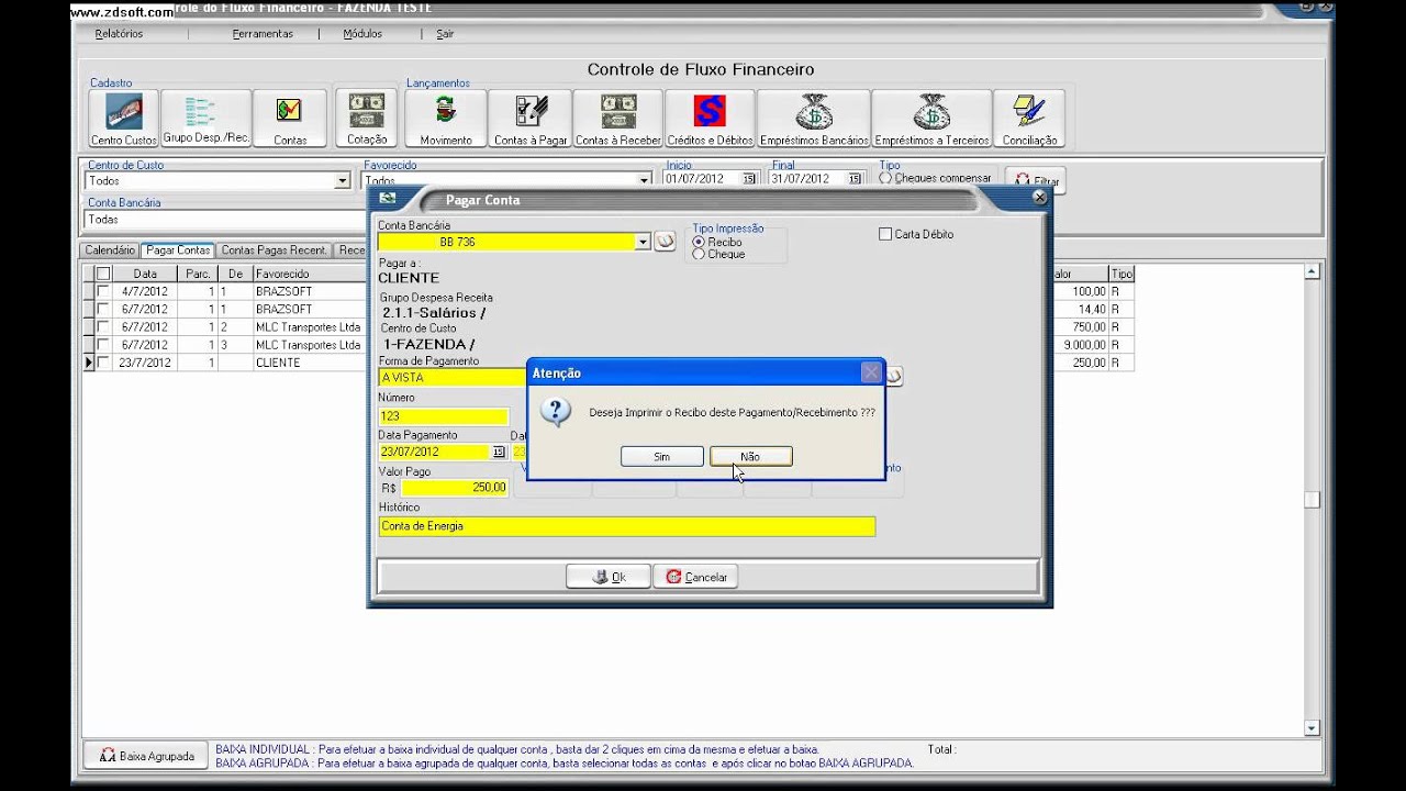Software agropecuário - Sw-Rural Brazsoft - Módulo: Creditos e Debitos ...