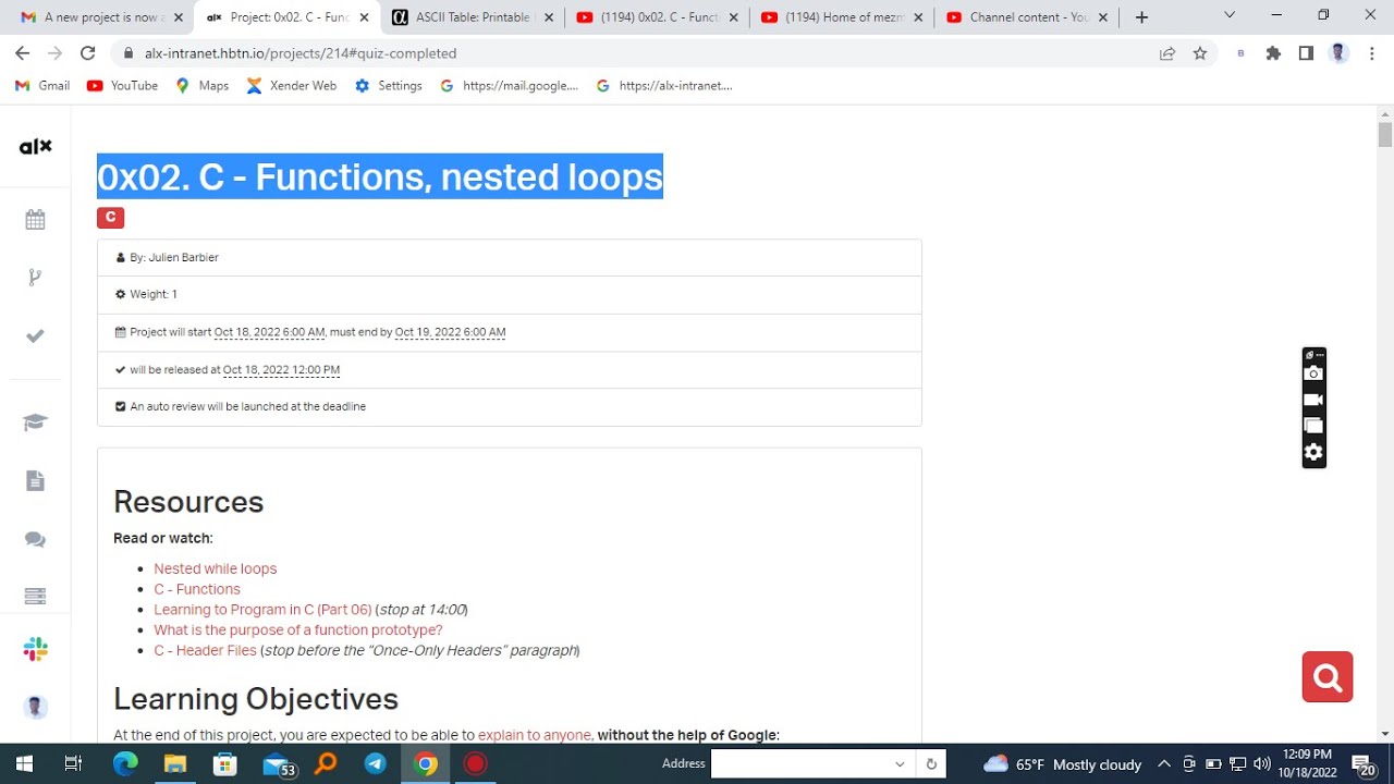 0x02 C Functions Nested Loopsquiz Youtube