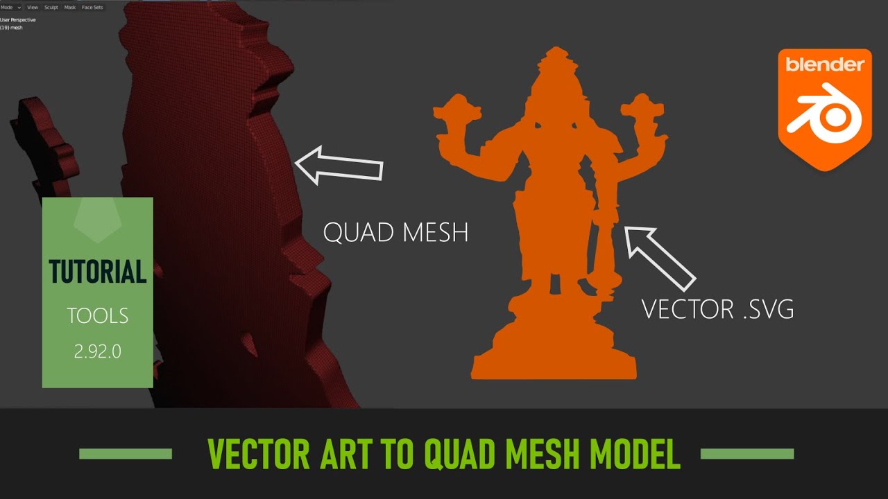 Blender Tutorial: HOW TO MAKE VECTOR ART TO QUAD MESH MODEL WITH REMESH ...