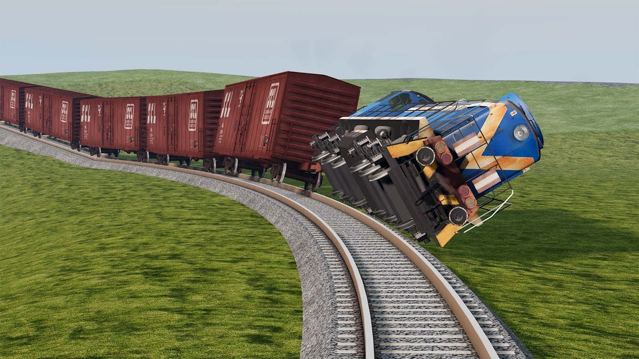 BeamNG.drive Crashes – High Speed Train Derailment on Cliff Roads 5 ...