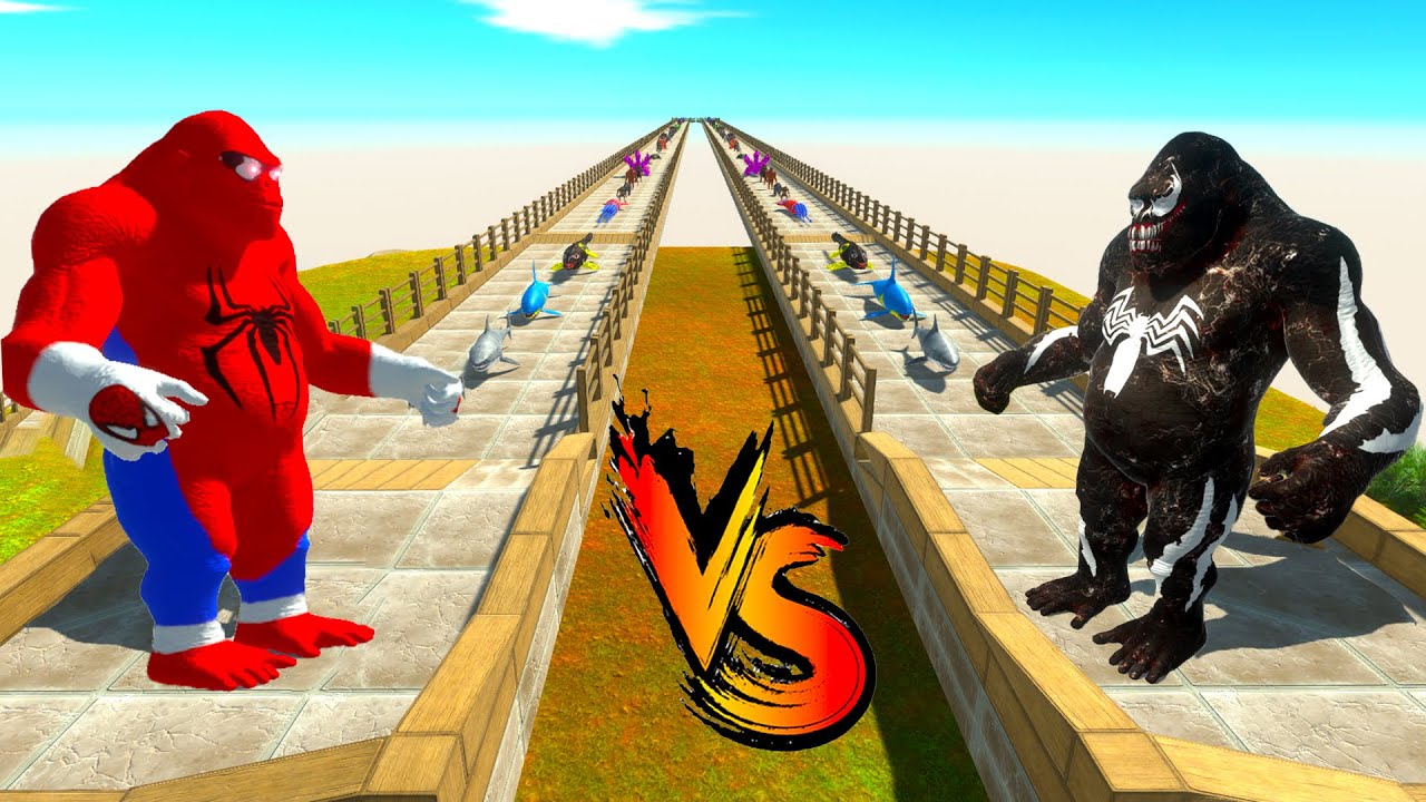 SPIDER-MAN GORO vs VENOM GORO RACE BATTLE COMPETITION - Animal Revolt ...