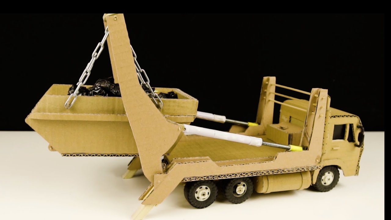 How to make Skip Loader Heavy Truck from Cardboard/ Automatic loading ...