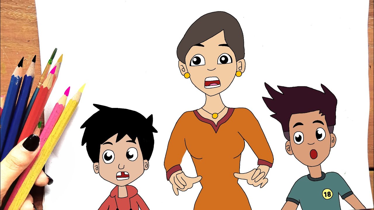 How to draw Chikoo and Bunty With Their Mom - YouTube