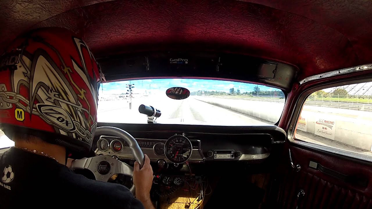 GoPro free run inside view drag racing 1935 Ford - YouTube