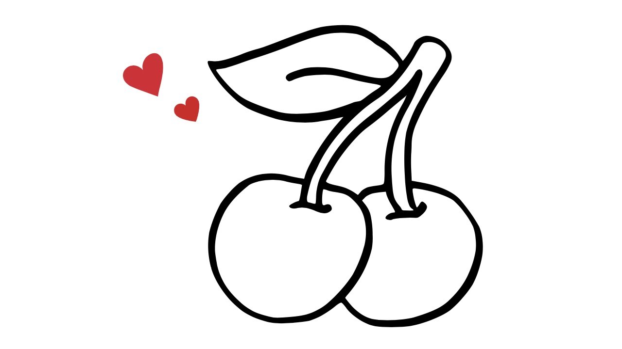 How to draw a cherry ll easy cherry drawing ll cute cherry drawing ...