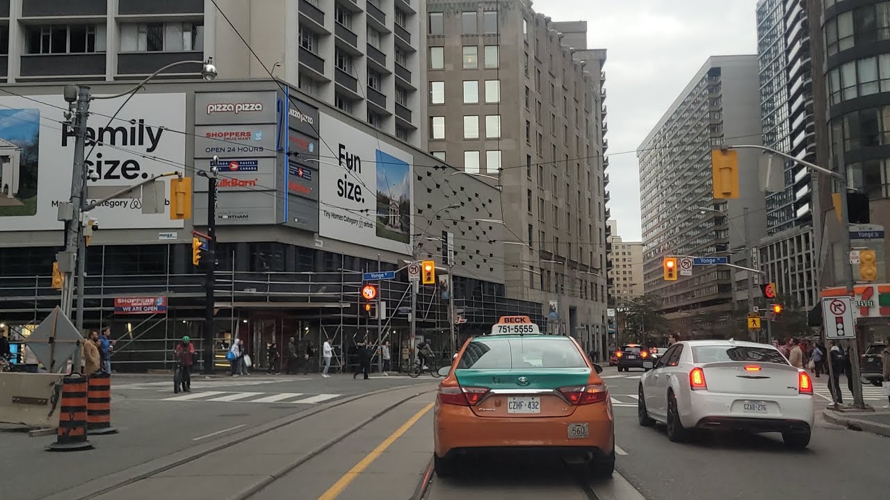 Driving Downtown Toronto Main Streets- College Street Ontario Canada ...
