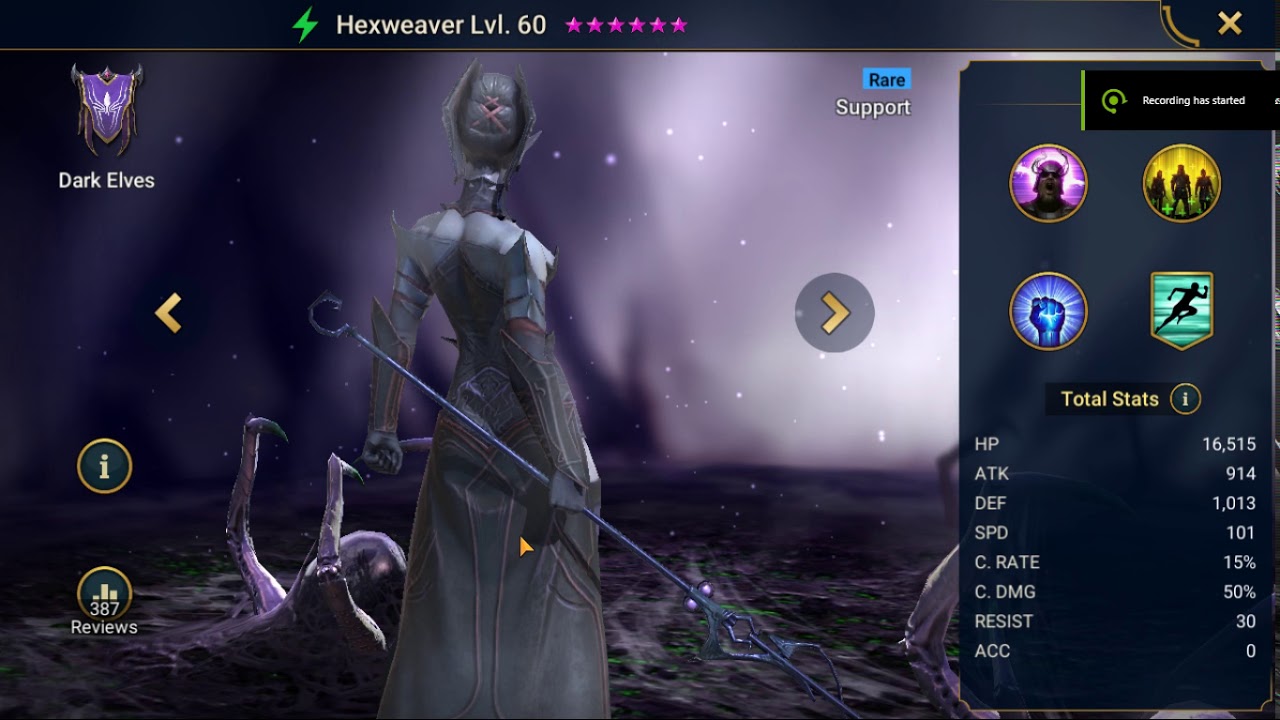 Raid Shadow Legends Hero Showcase Hexweaver lv 60 - YouTube