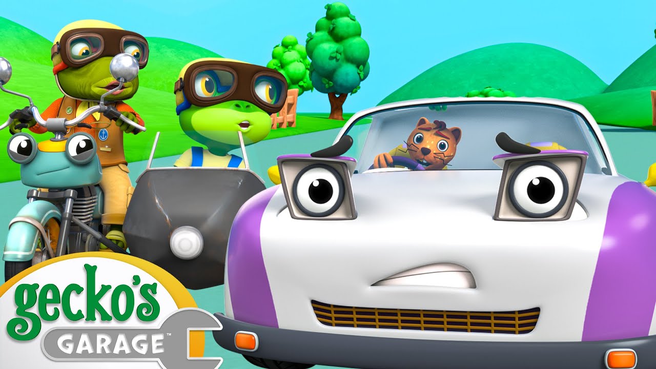 Grandma Gecko vs Weasel's Sports Car | Gecko's Animal Pals | Cartoons ...