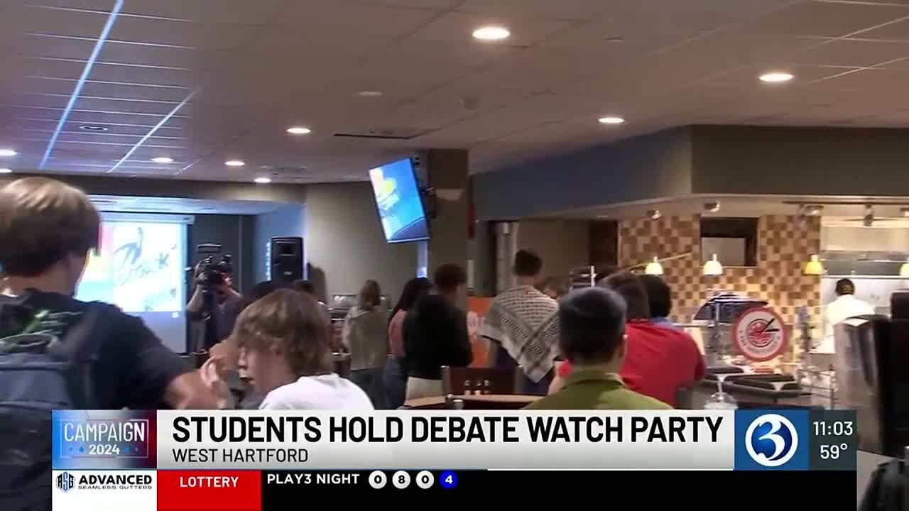 University of Hartford students hold watch party for debate - YouTube