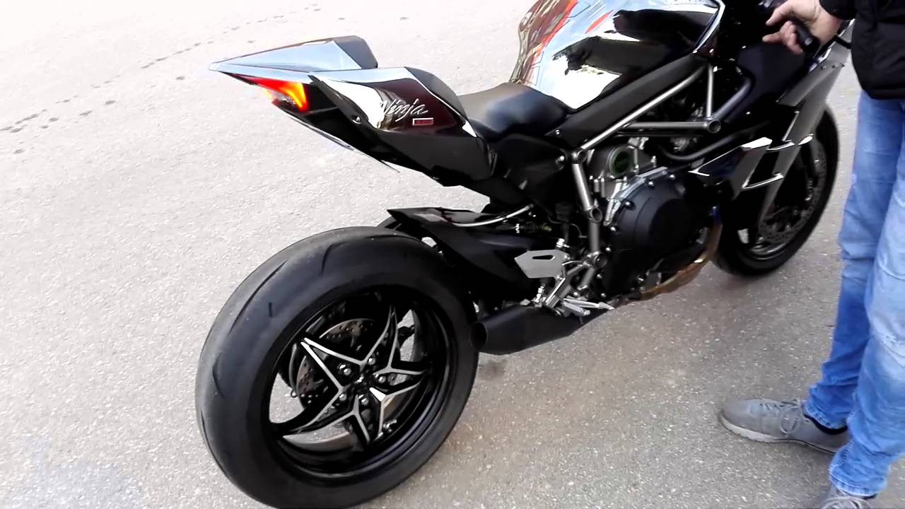 Kawasaki Ninja H2 2016 | Racefit Mega custom slip-on exhaust - YouTube
