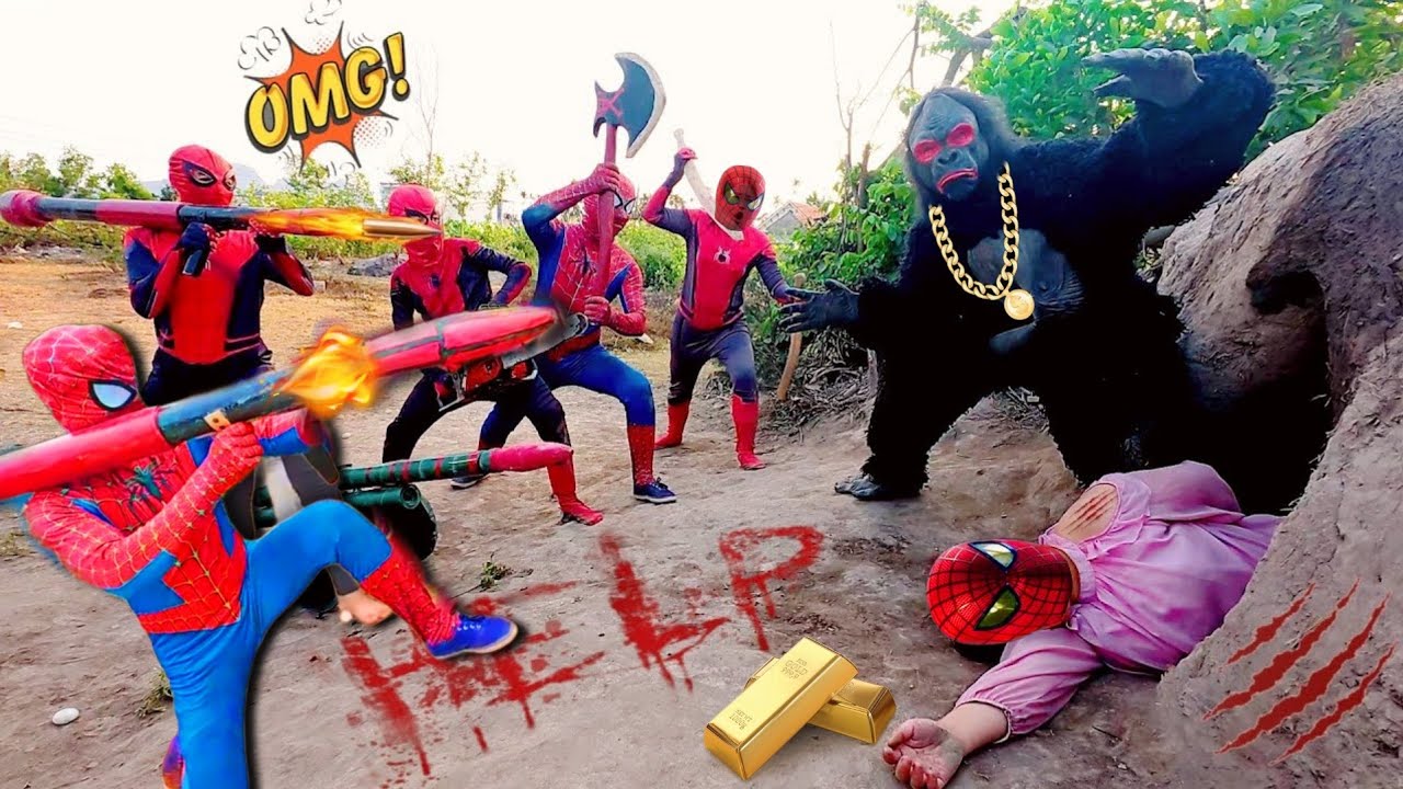 The brave Spider-Man team uses an axe destroy the fierce fire Dragon ...