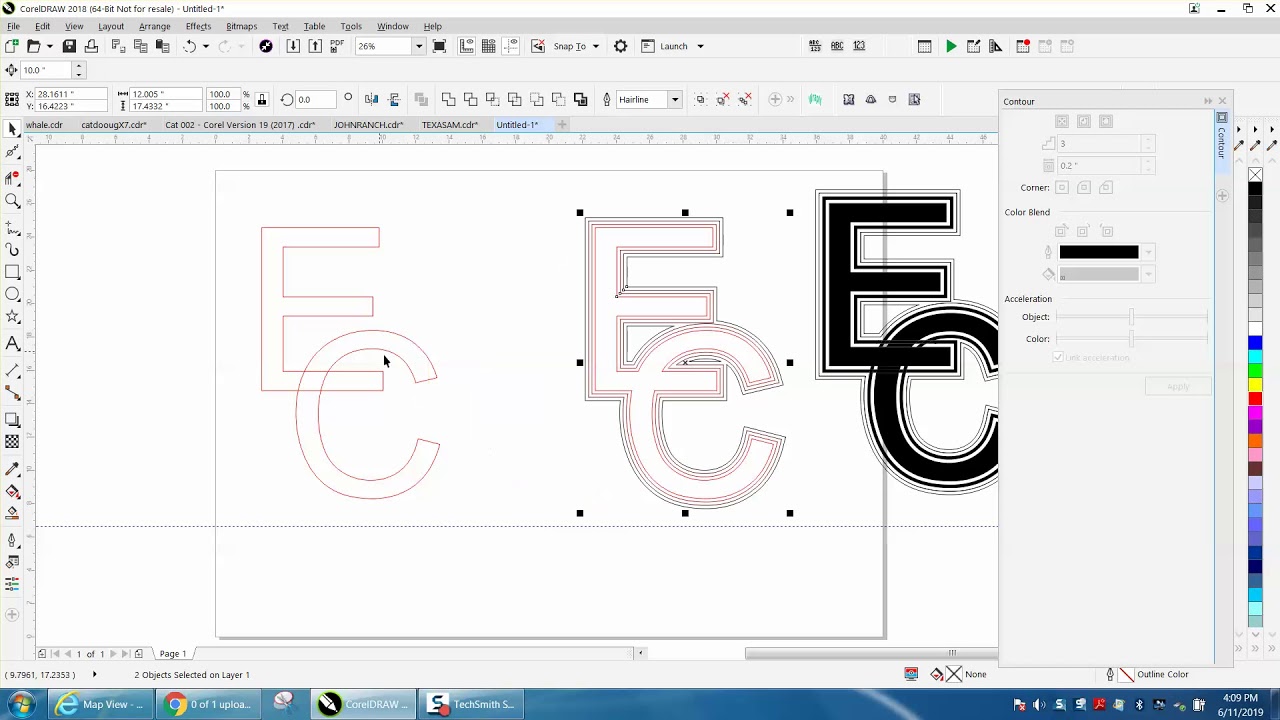 Corel Draw Tips & Tricks Letters with an outline in the middle Part 3 ...