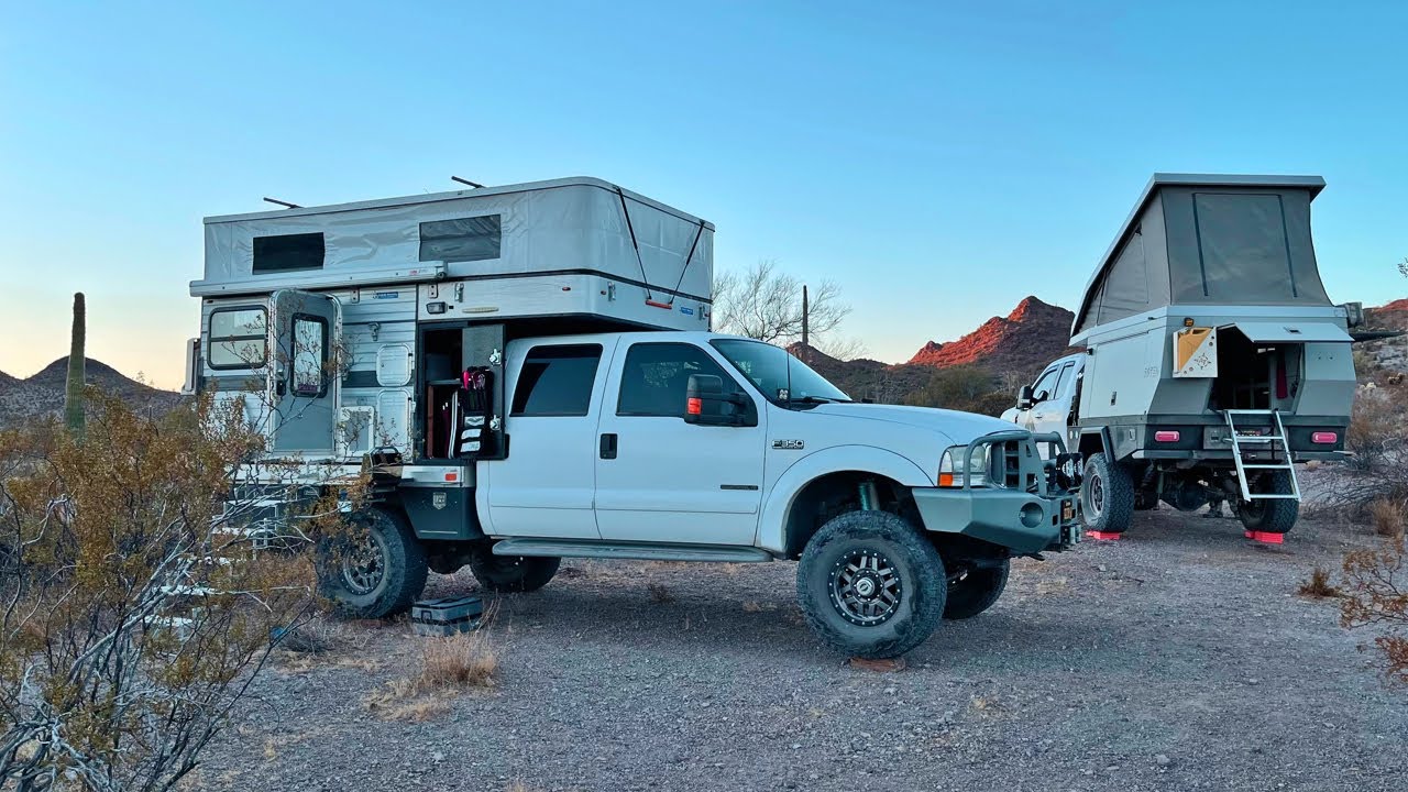 Rock Crawling GNARLY TRAILS with Full Size Flat Bed Truck Campers - YouTube
