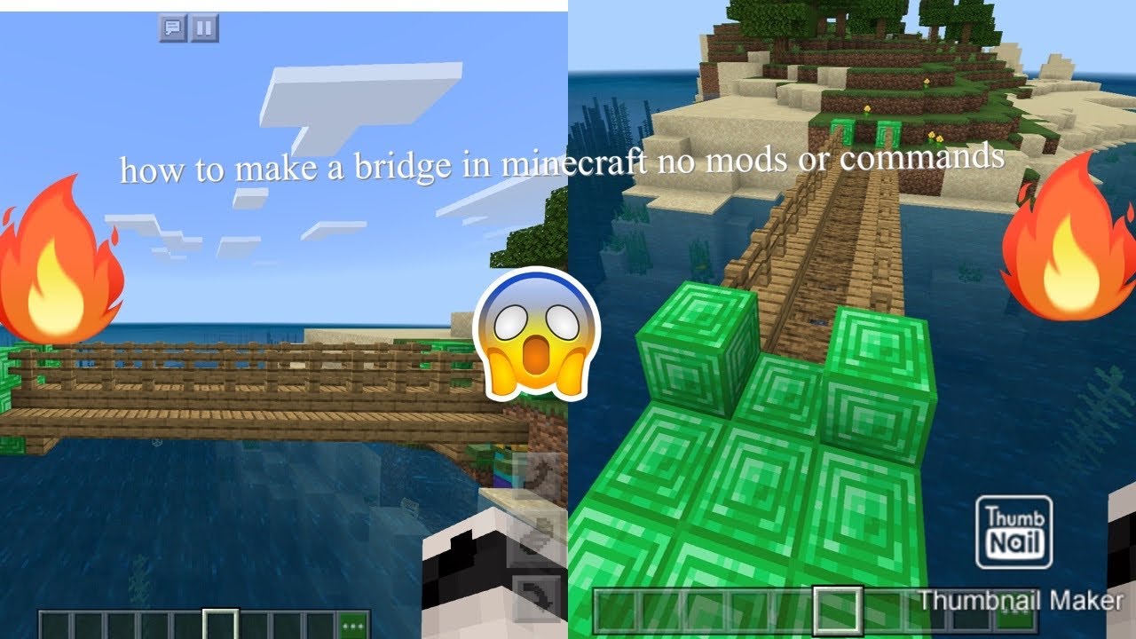 HOW TO MAKE A BRIDGE IN MCPE NO MODS OR COMMANDS - YouTube