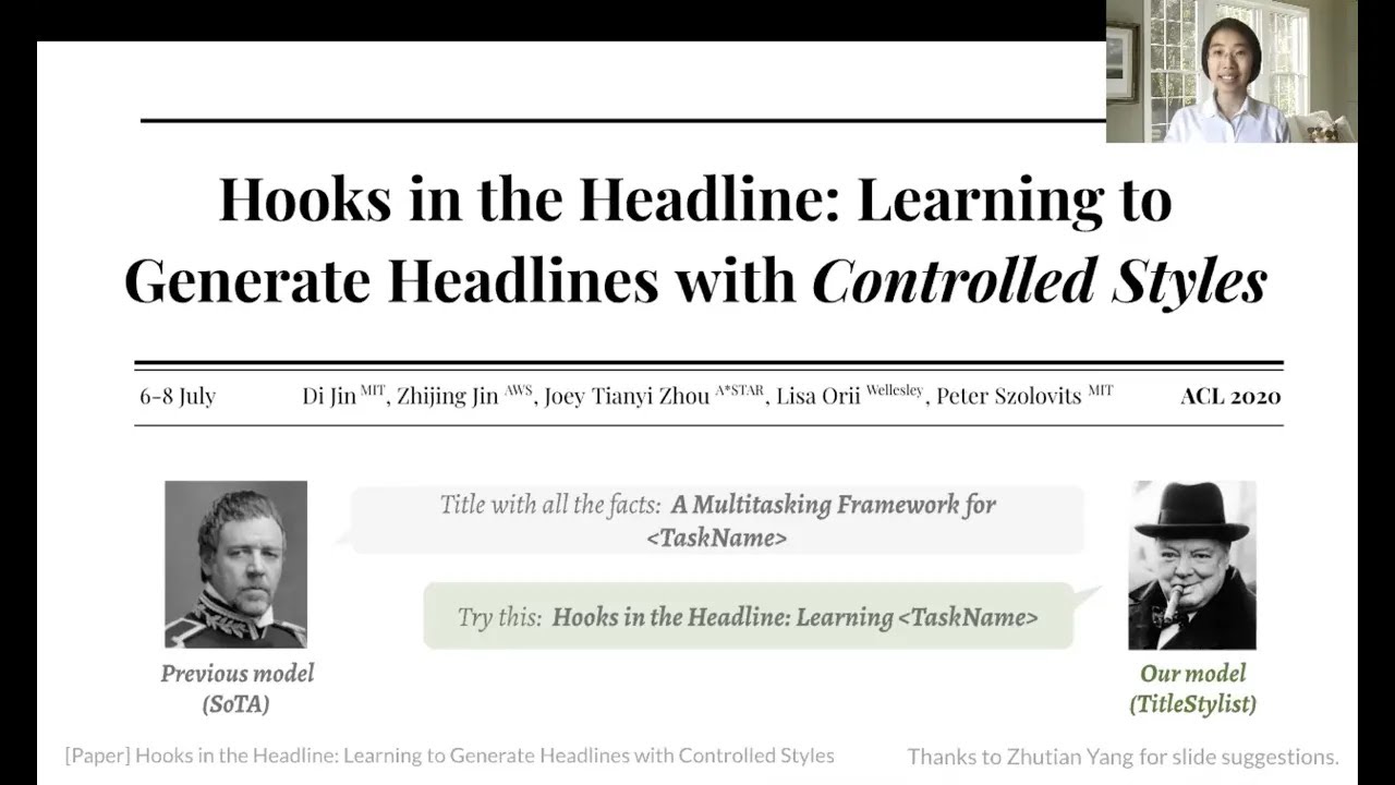 [Paper Intro@ACL2020] Hooks in the Headline: Learning to Generate Headlines with Controlled ...