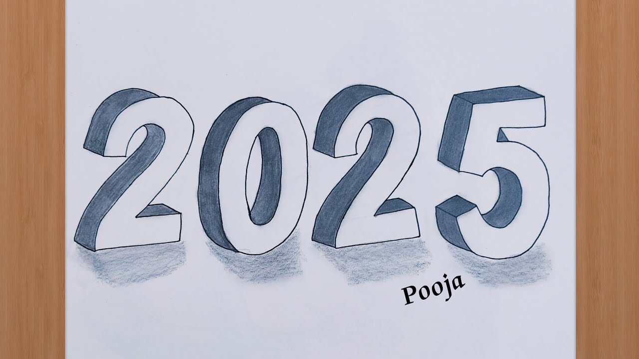 HOW TO DRAW 2025 3D TRICK ART ON PAPER || PENCIL DRAWING EASY STEP BY ...