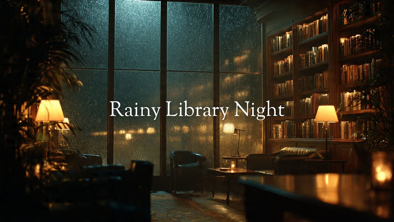 Rainy Library Night | Quiet Rain Ambience for Deep Sleep & Focus - YouTube