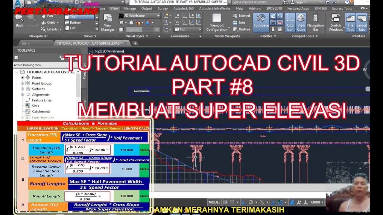 TUTORIAL AUTOCAD CIVIL 3D PART #8 MEMBUAT SUPER ELEVASI - YouTube