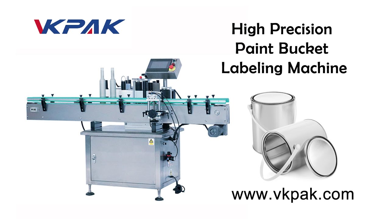 High Precision Paint Bucket Labeling Machine - YouTube
