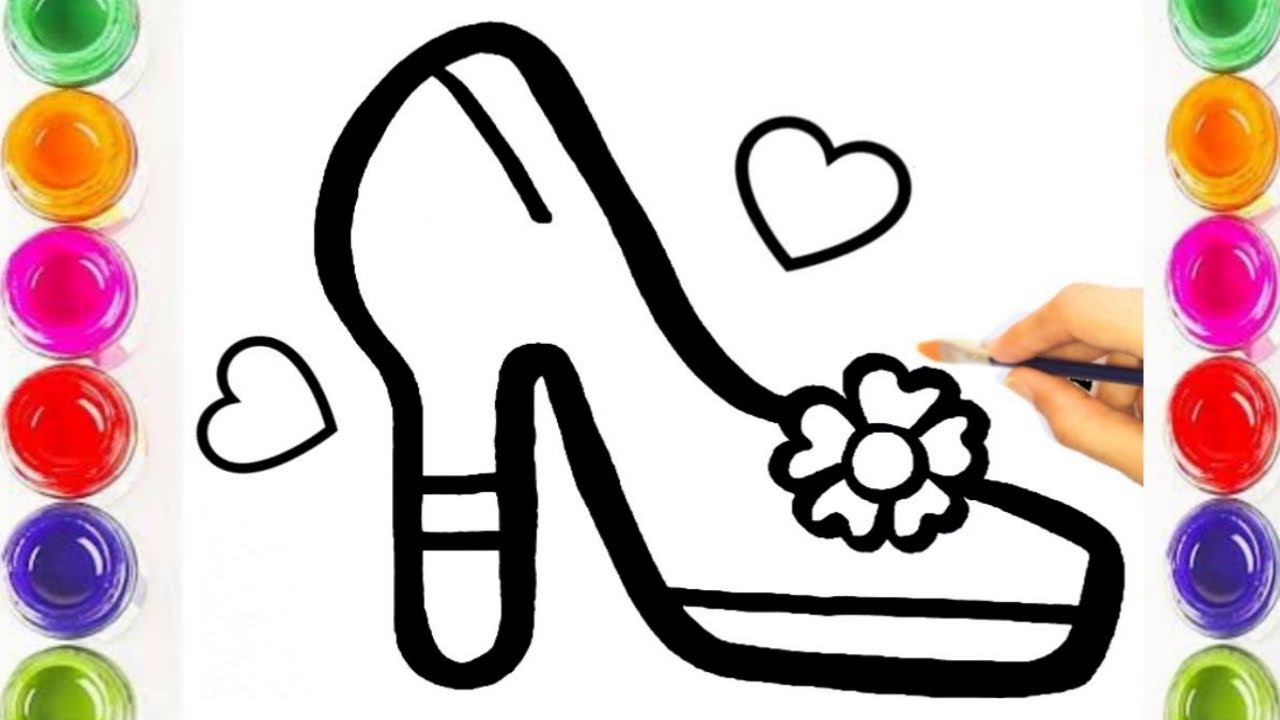 Cute Girls 👠 Shoe drawing for Kids*How to draw shoes*Painting ...