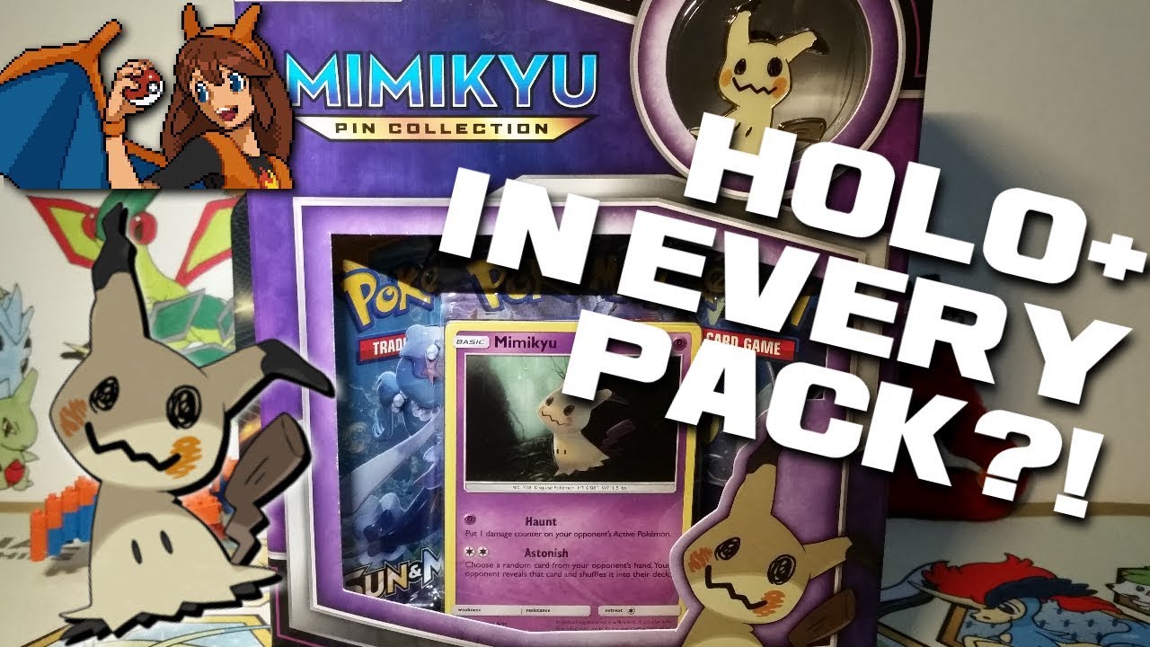 INCREDIBLE PULLS - Opening a Pokemon Card Mimikyu Pin Collection Box ...