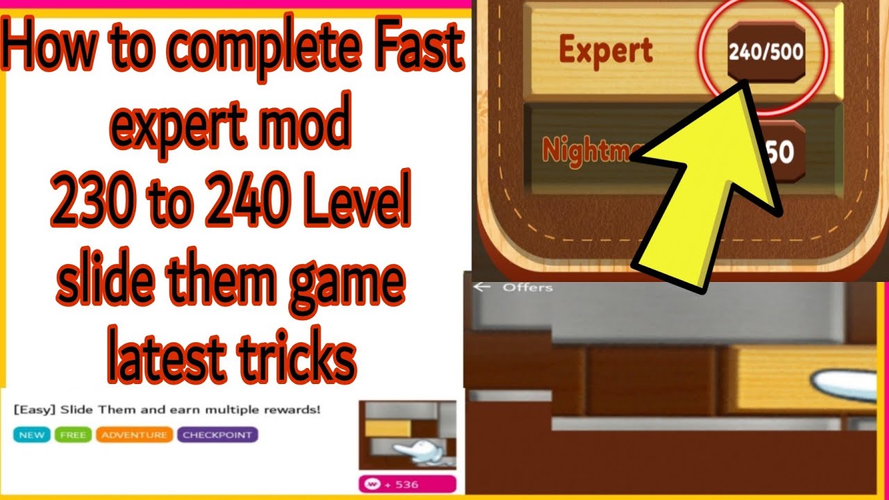 How to complete Fast expert mod 240 Level slide them game latest tricks ...