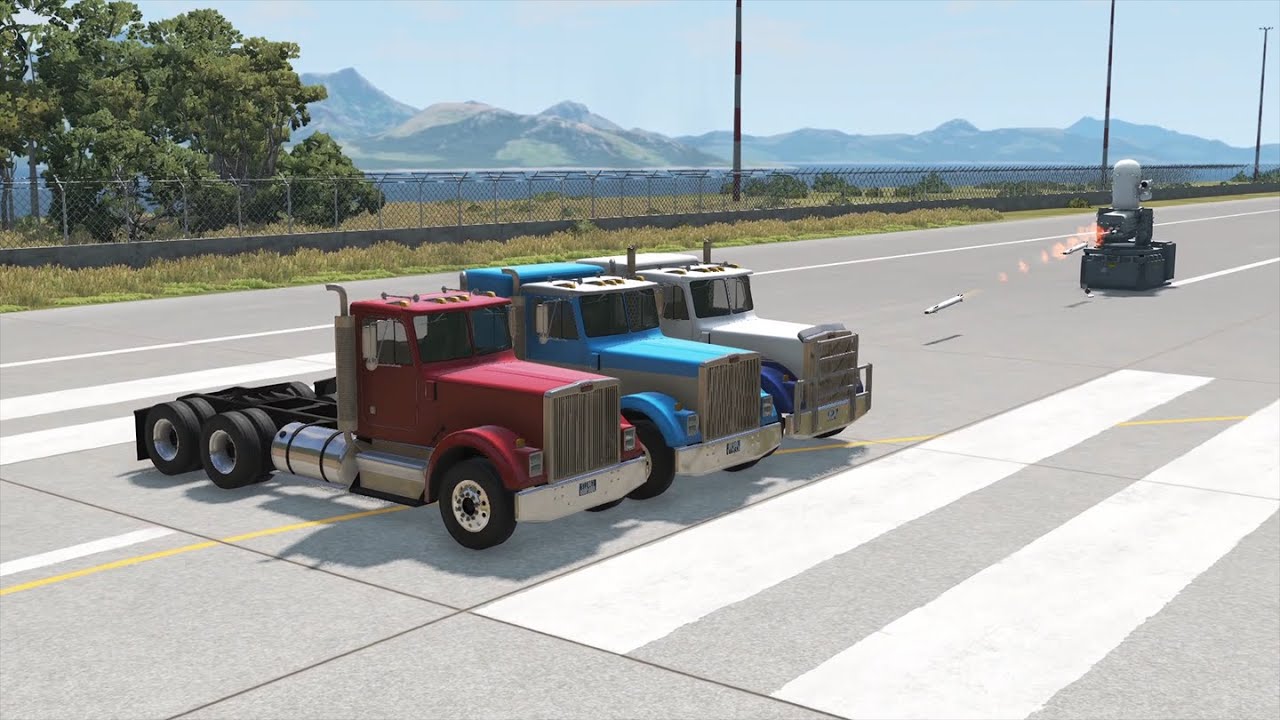 Cars vs Missile Turrets - Beamng.Drive - YouTube