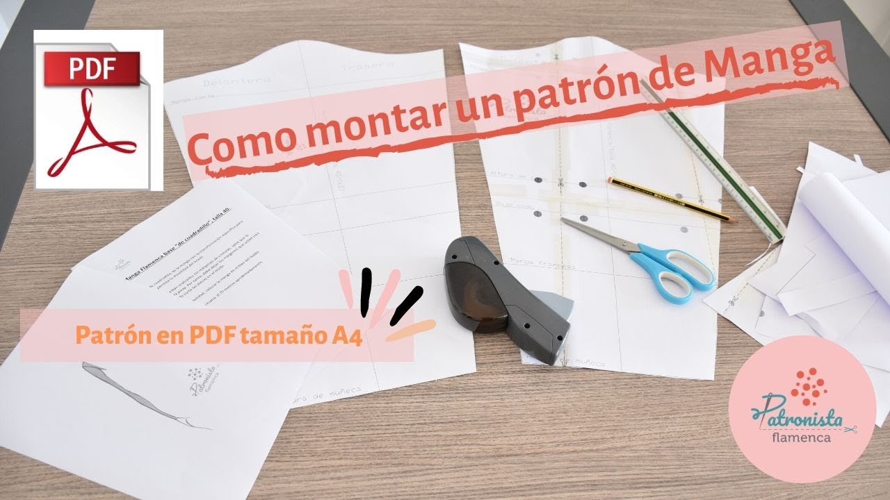 Patrón de manga en PDF A4, cómo montar el patrón. - YouTube