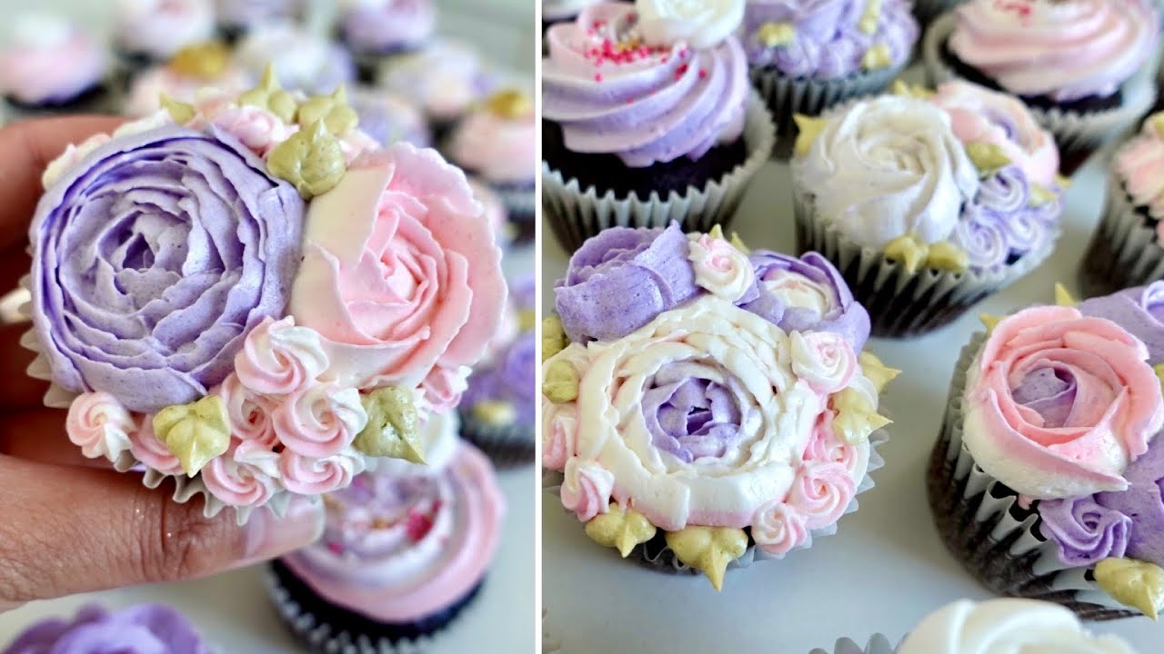 How to Pipe Garden Cupcakes | How I Price THESE Cupcakes l LIVE Edit ...