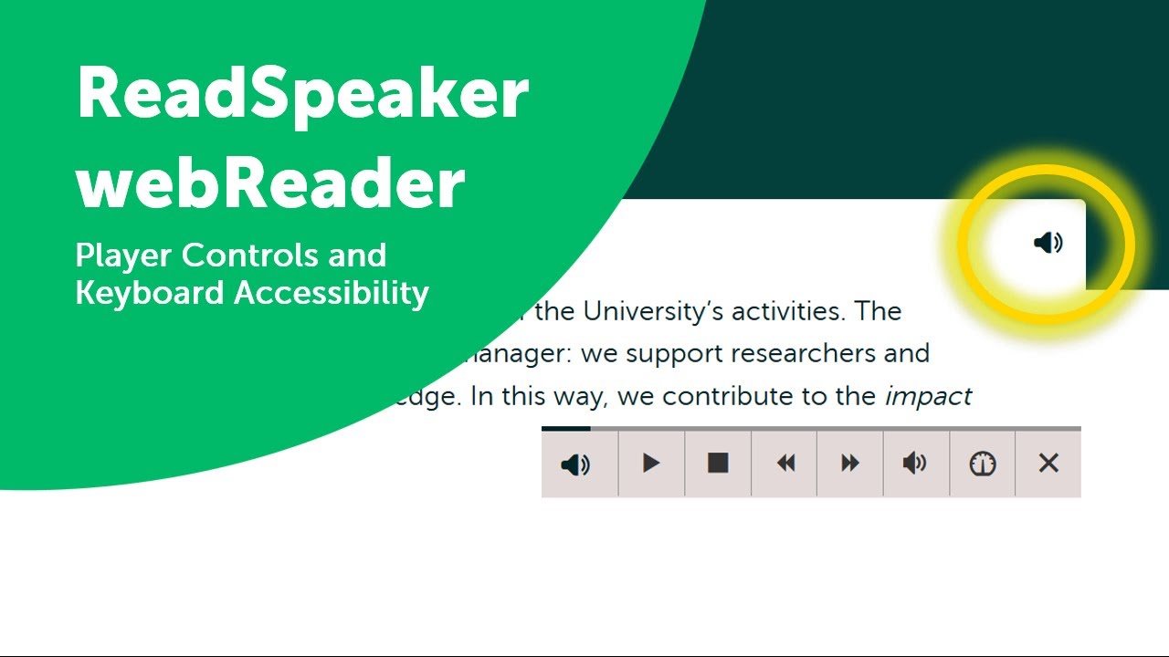 ReadSpeaker webReader : Player Controls and Keyboard Accessibility - YouTube