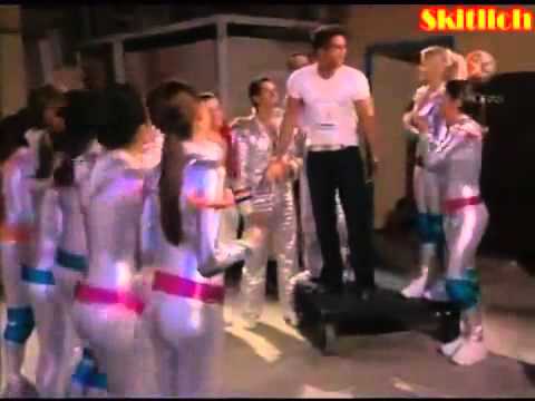 Teens in spandex silver metallic catsuits