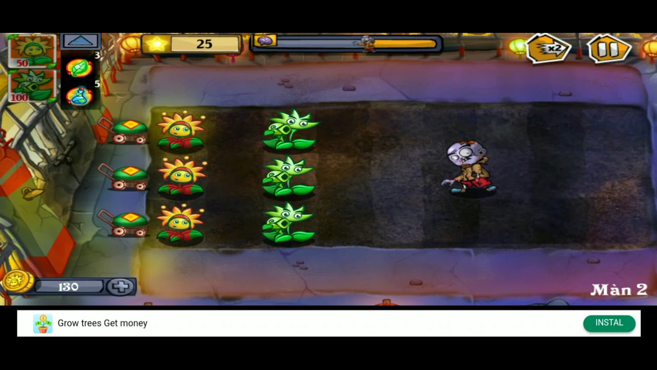 Flower Zombie War Level 2 - YouTube