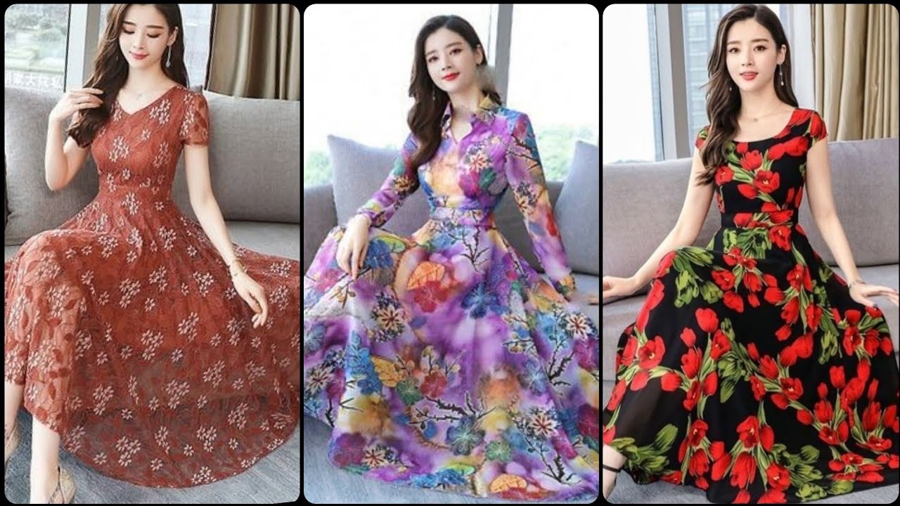 Latest Attractive Stylish And Trendy Designer Floral Print Long Chiffon ...