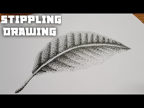 Stippling Drawing #62 - How to Draw A Leaf Using Dots| Leaf Pencil Drawing | Stippling Art - YouTube