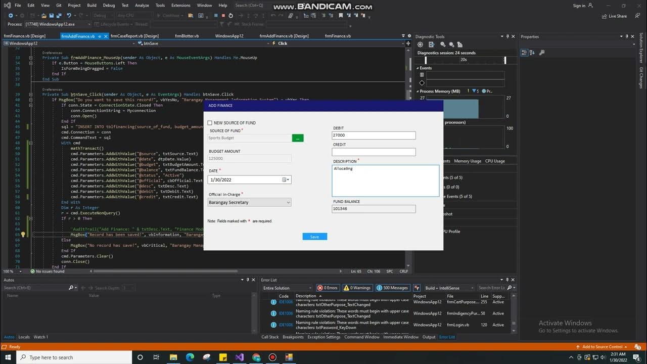 VB.NET Testing Finance Module - YouTube