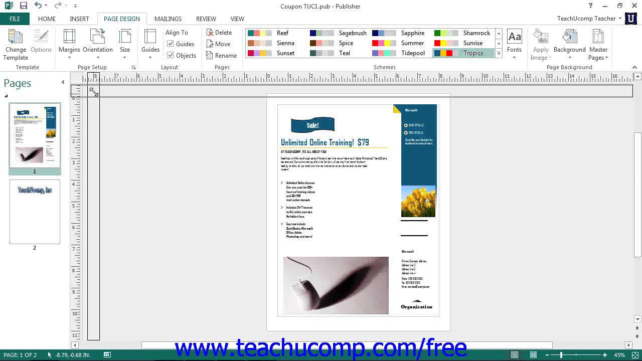 Publisher 2013 Tutorial Using the Rulers Microsoft Training Lesson 9.3 ...