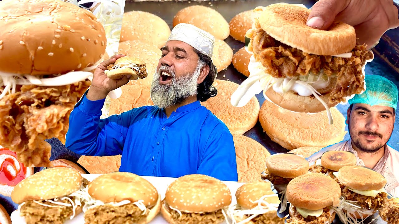 Zinger Burger 🍔 Street Food Recipe | How To Make Zinger Burger On ...