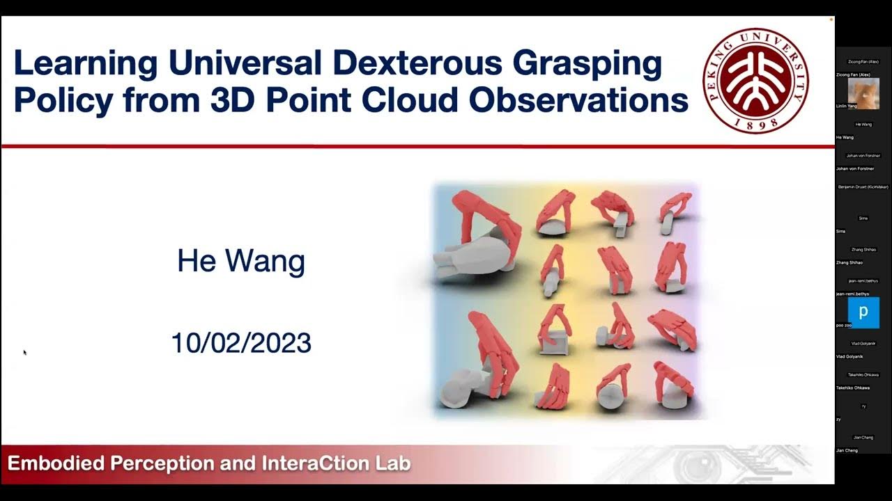 HANDS23 He Wang: Learning universal dexterous grasping policy from 3D point cloud observations ...