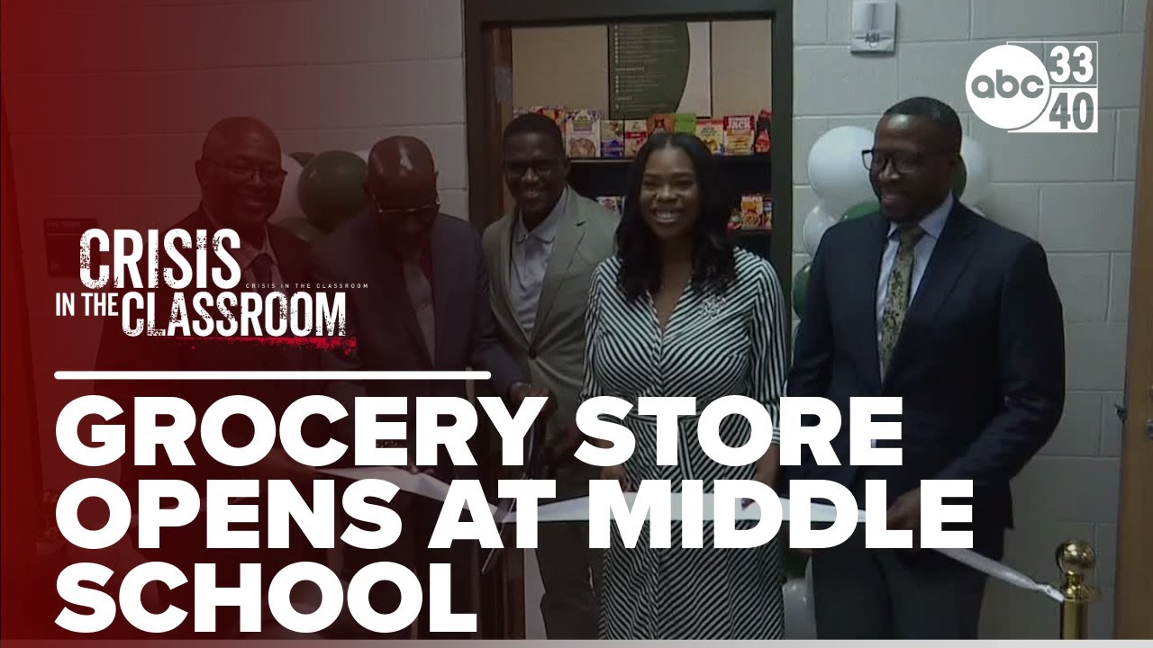 New grocery store opens at Birmingham middle school - YouTube