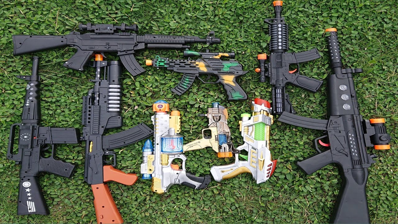 Collecting 7 Sniper Rifles and AK47 Guns Super Water Gun Machine Gun ...