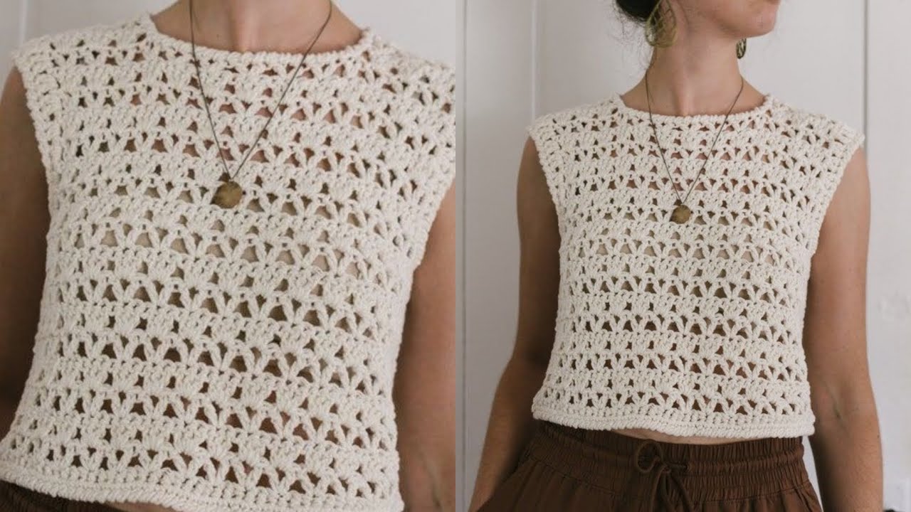 Easy Fast Crochet Summer Crop Top Tunic Top Blouse Sweater Vest Pattern