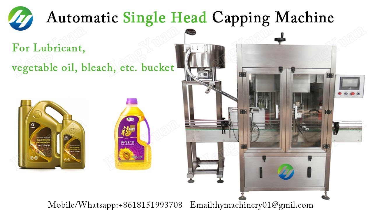 Automatic Single Head Capping Machine for Motor Oil Bucket Screw ...