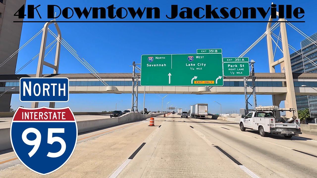 4K Downtown Jacksonville. ASMR. I 95 North. Interstate 95 North - YouTube