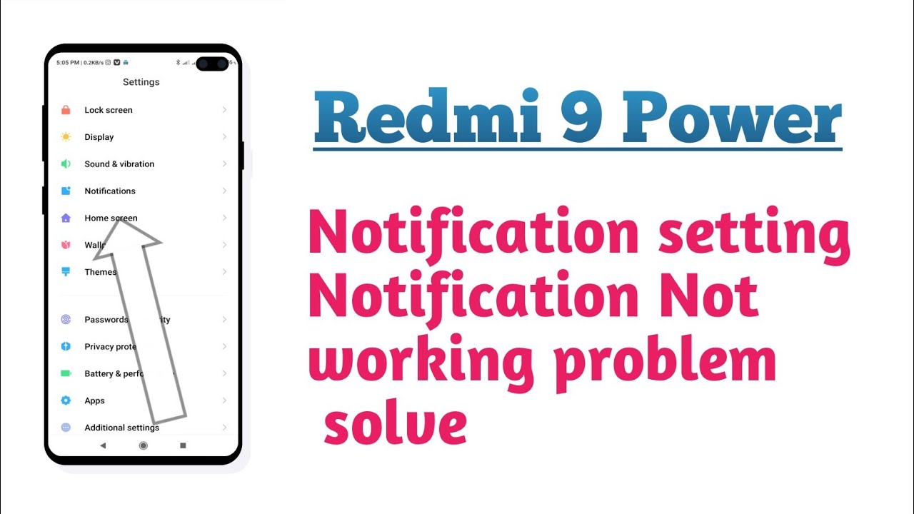 Redmi 9 Power , Notification setting Notification not working problem ...
