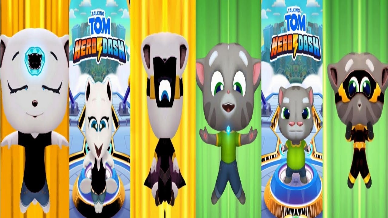 TALKING TOM HERO DASH --BLACK HERO ANGELA & BLACK HERO TOM CLASSIC ...