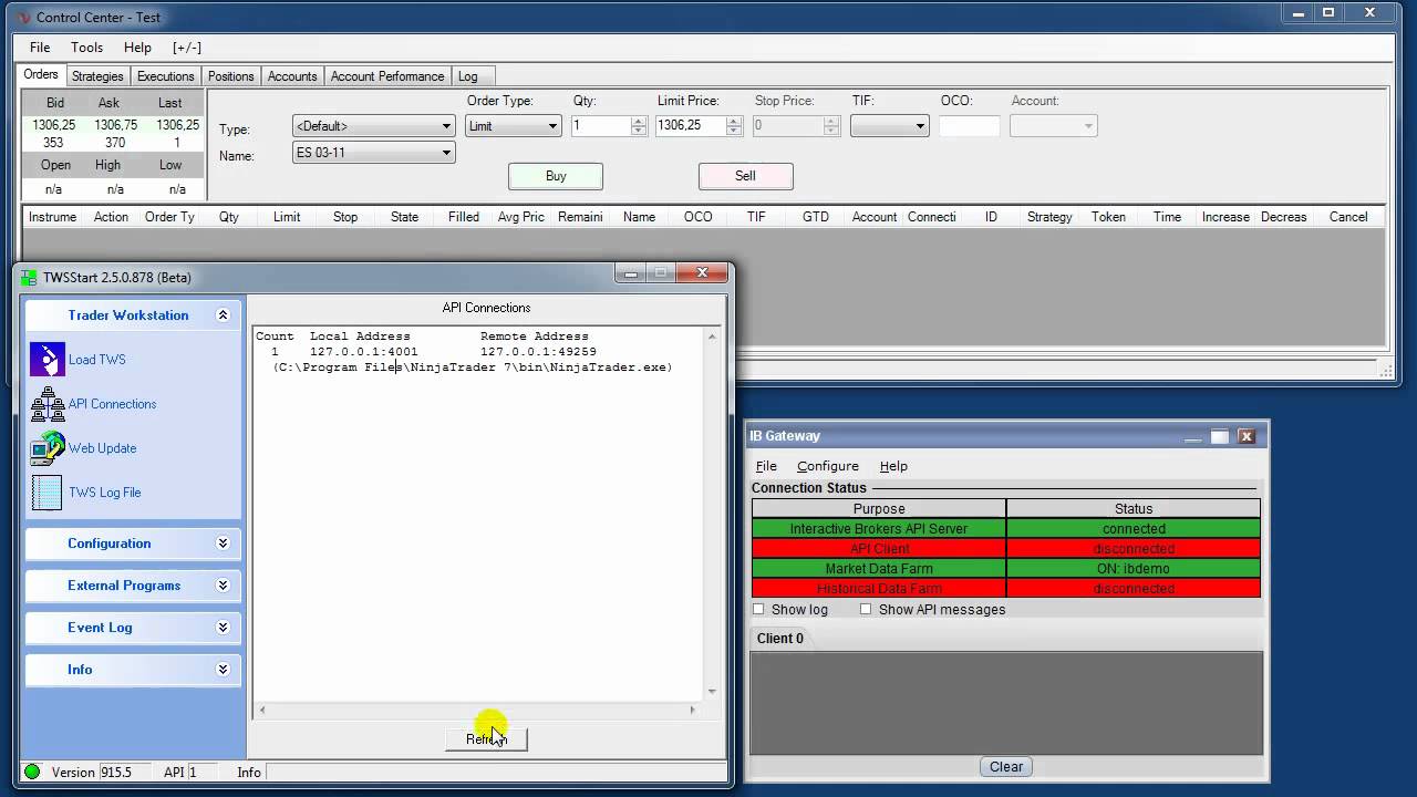 NinjaTrader 7 with IB Gateway - Disconnect / Reconnect - YouTube