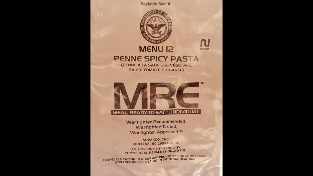MRE Menu 12 Penne Spicy Pasta - YouTube