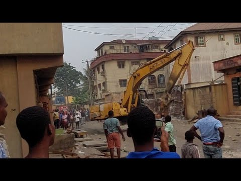 Ongoing demolition happening at Ilufe, Ojo Alaba area of Lagos state ...