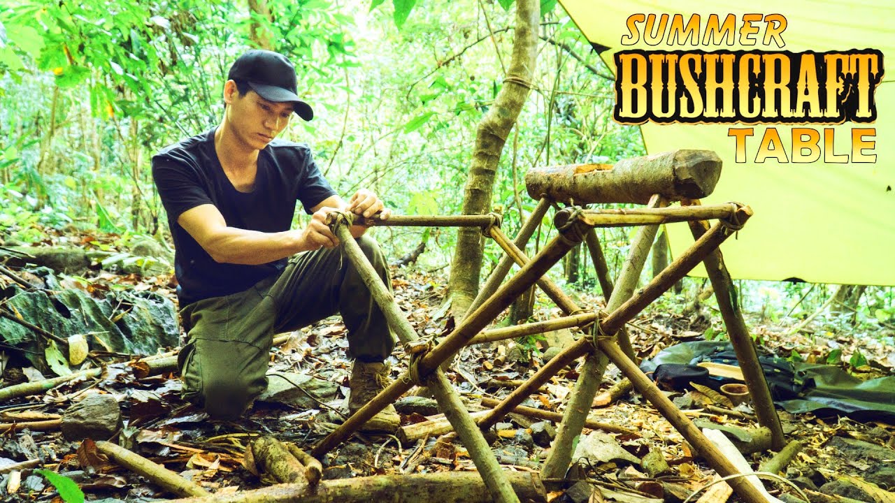 Bushcraft Man Adventure [4K] | Summer Bushcraft Table - Survival ...