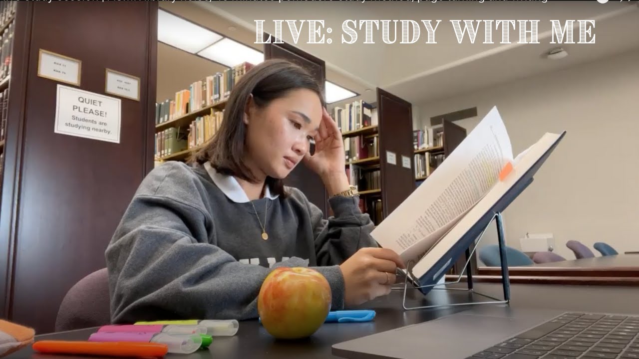 live study session | ASMR library noise, 45 minutes pomodoro study ...